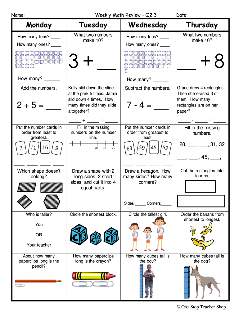 Weekly Math Review Q2 3 Fill Online Printable Fillable Blank Weekly Math Review Q2 3 Fill Online Printable Fillable Blank