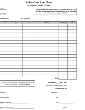 Fillable Online 2019-2020 Mileage claim form.xlsm Fax Email Print ...