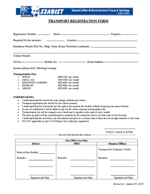 Fillable Online TRANSPORT REGISTRATION FORM Fax Email Print - pdfFiller