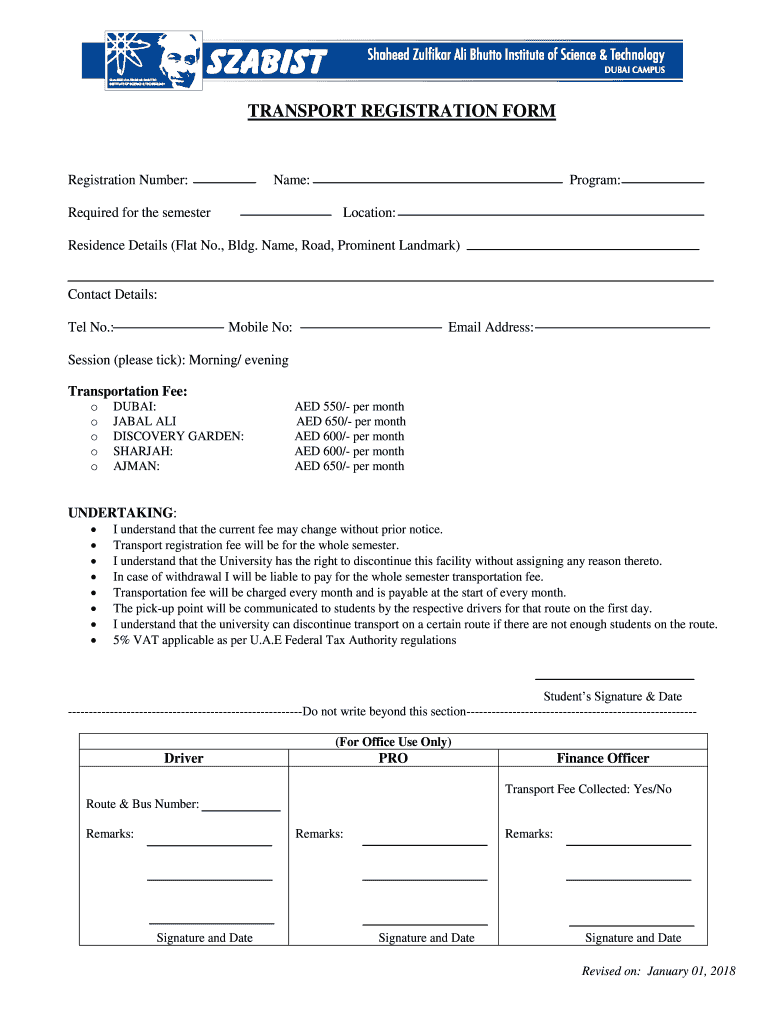 Fillable Online TRANSPORT REGISTRATION FORM Fax Email Print - pdfFiller