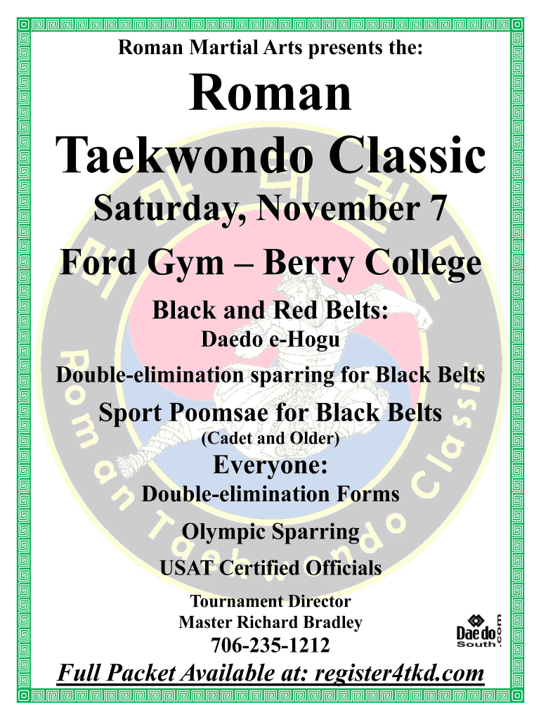 Fillable Online Roman Taekwondo Classic - Register4TKD Fax Email Print ...