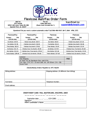 Fillable Online Flexicose Mail/Fax Order Form Fax Email Print - pdfFiller