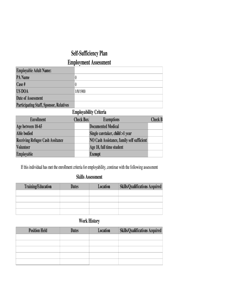 Fillable Online Employment Assessment. employment assessment form Fax ...