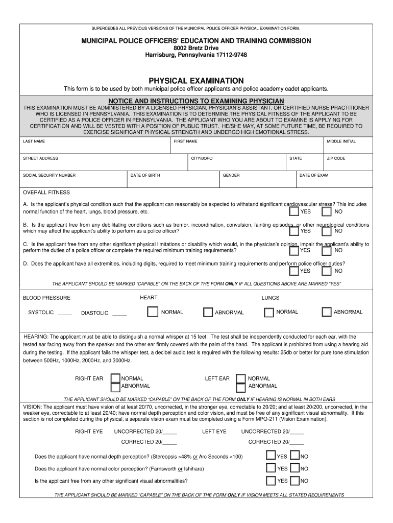 Fillable Online This form is to be used by both municipal police ...