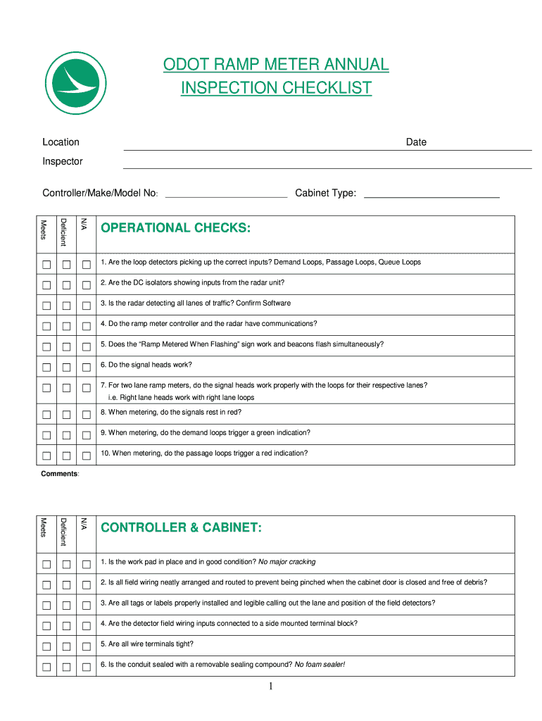 Fillable Online Ramp Meter Annual Inspection Form Fax Email Print ...