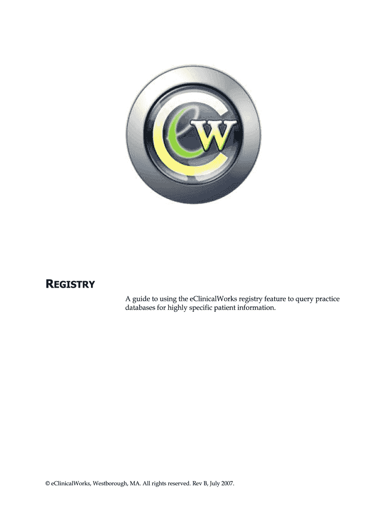 Fillable Online eCW Registry Fax Email Print - pdfFiller