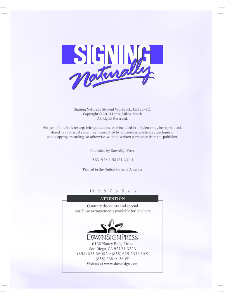Signing Naturally Units 1 6 Teacher's Curriculum Pdf - Fill Online ...