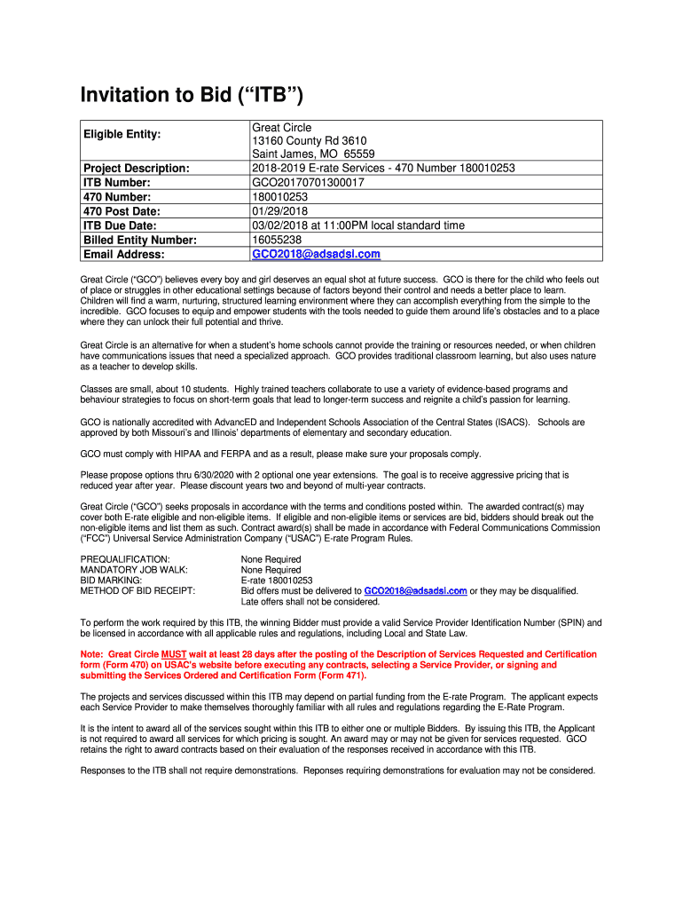 Fillable Online Invitation to Bid (ITB) - ADS Advanced Data Services, Inc. Fax Email Print ...