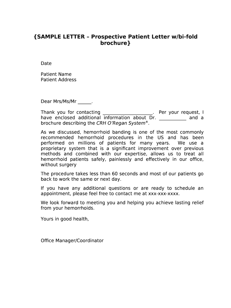 SAMPLE LETTERProspective Patient Letter w/bi-fold brochure Doc Template ...
