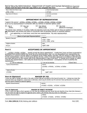 SSA-1696Appointment of Representative - Social ... Doc Template | pdfFiller