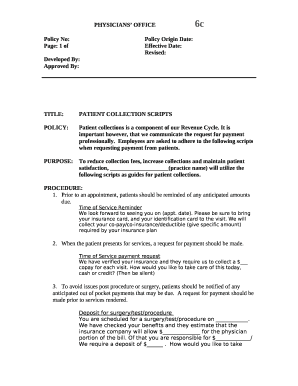 TITLE:Patient collection scripts Doc Template | pdfFiller