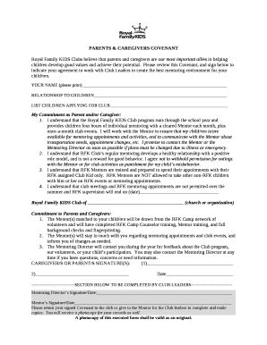 PARENTS & CAREGIVERS COVENANT Doc Template | pdfFiller
