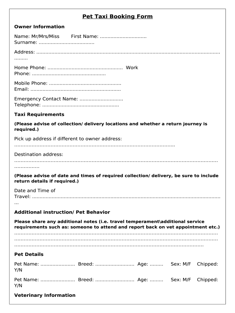 taxi Doc Template | pdfFiller