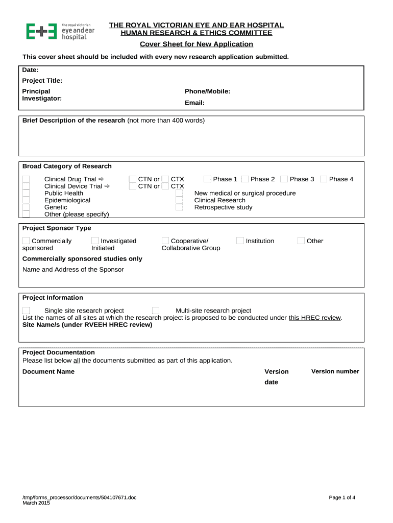 HREC Annual Report - Royal Victorian Eye and Ear Hospital Doc Template | pdfFiller