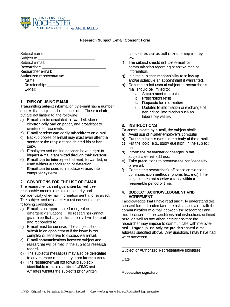 Online urmc rochester USC CARE EMAIL CONSENT ... Doc Template | pdfFiller