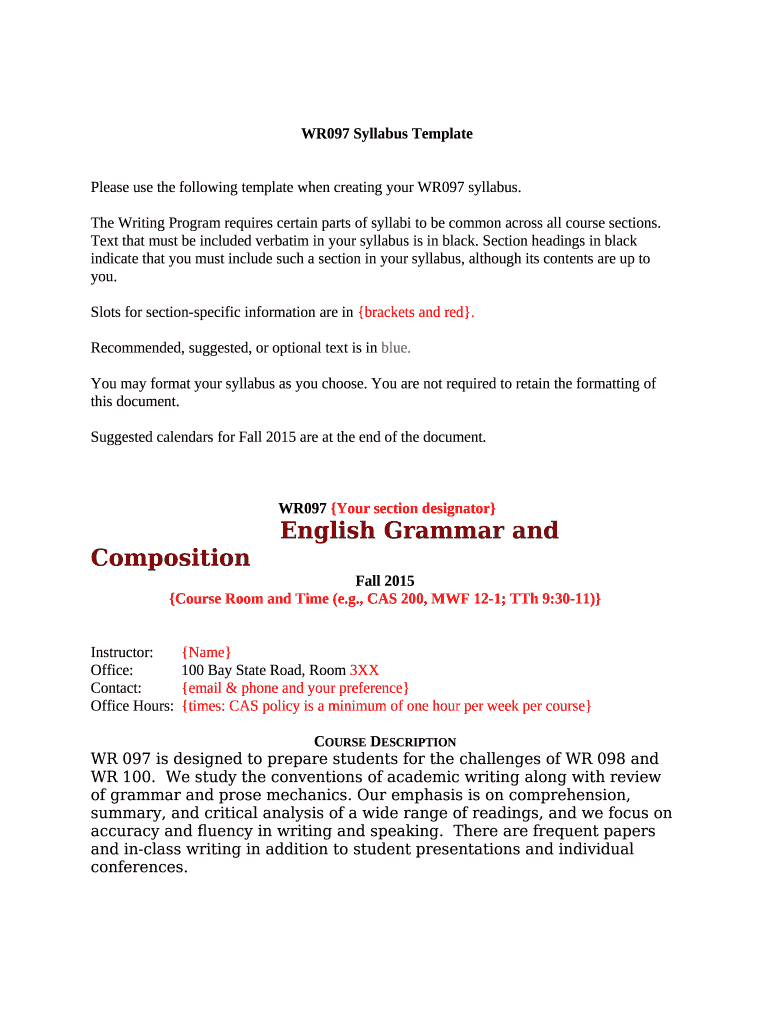Course Syllabus Template California State University Fresno Doc 