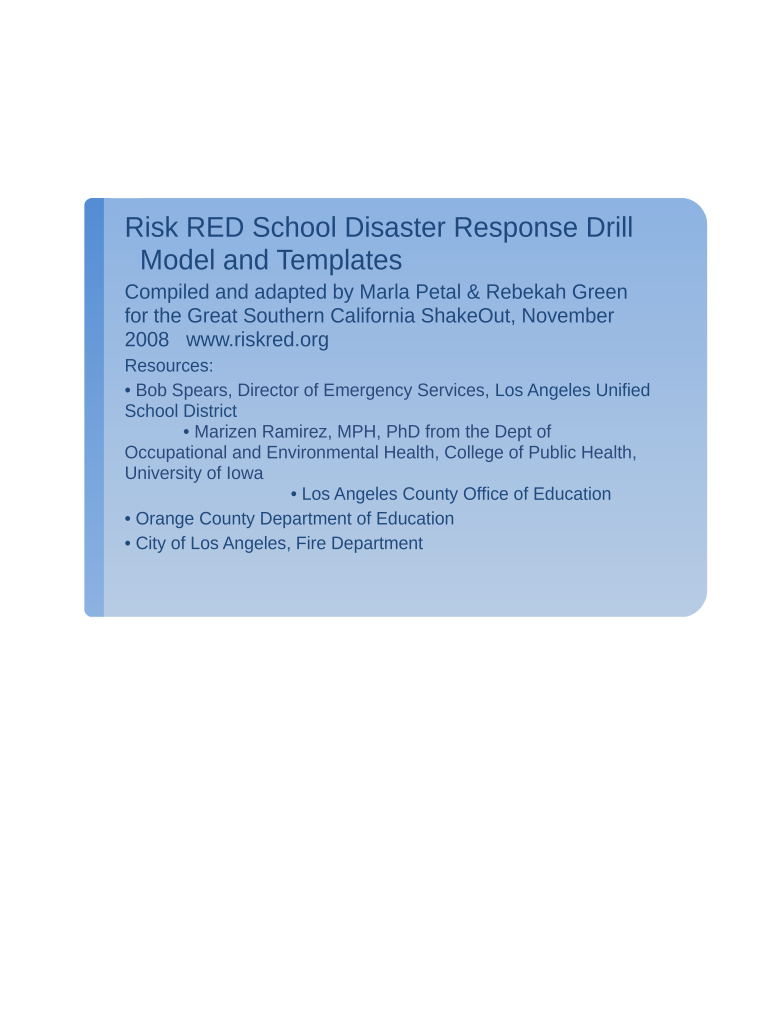 School Disaster Response Drill Model and Templates Doc Template | pdfFiller