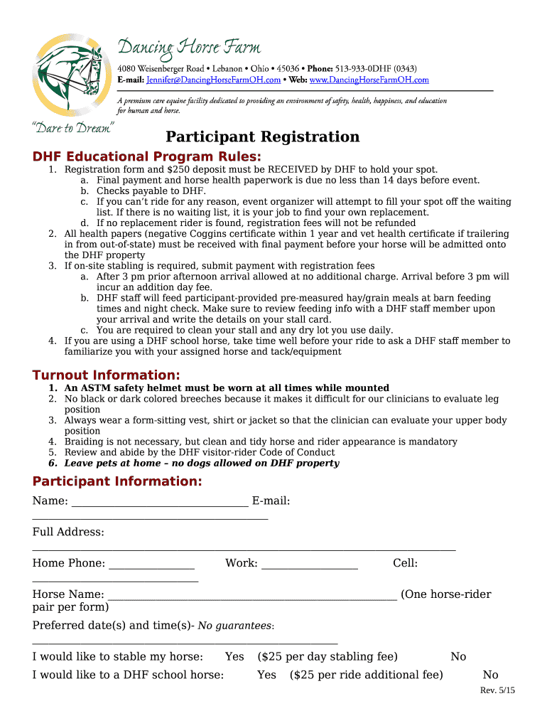 Participant Registration Sheet Doc Template | pdfFiller