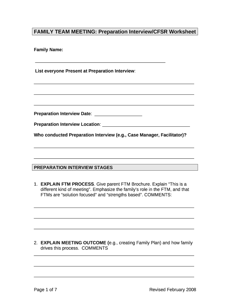 Preparation Interview Worksheet Doc Template | pdfFiller