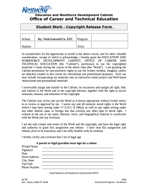 Student Work - Copyright Release Doc Template | pdfFiller