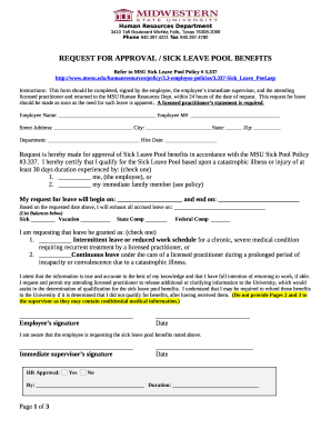 Sick Leave Pool Request - Midwestern State University Doc Template ...