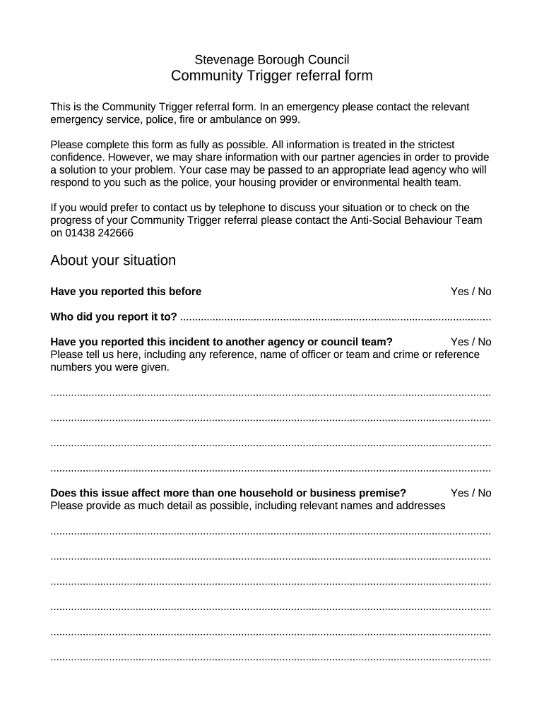 Community Trigger referral Doc Template | pdfFiller