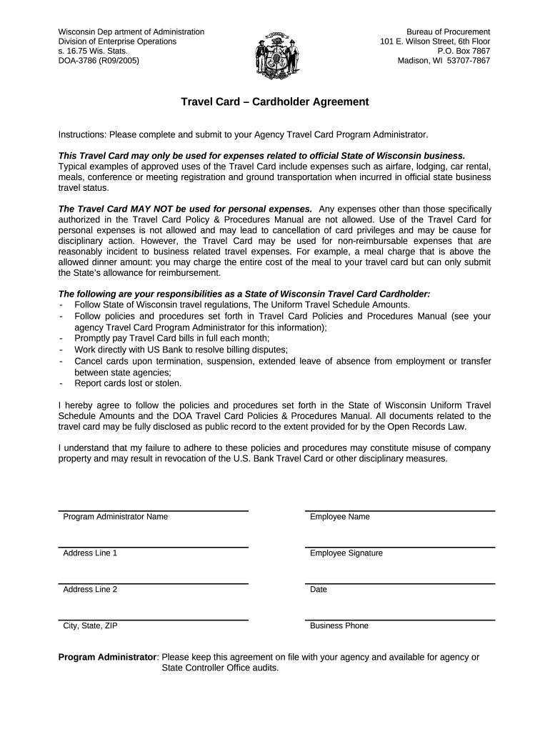 Travel Card Cardholder Agreement Doc Template | pdfFiller