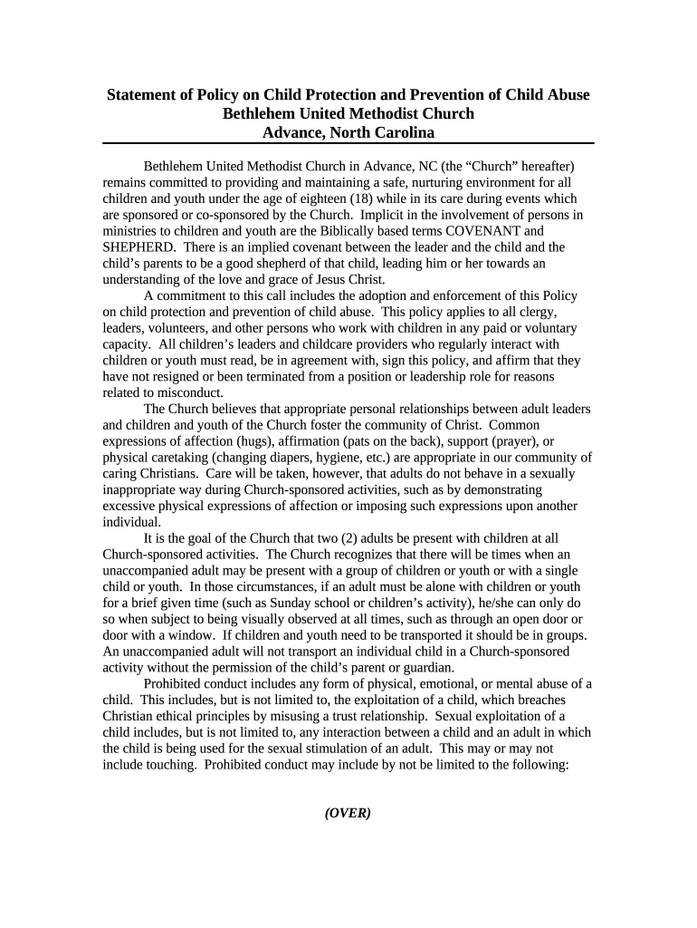 Statement of Policy on Child Protection and Prevention of Child Abuse ...