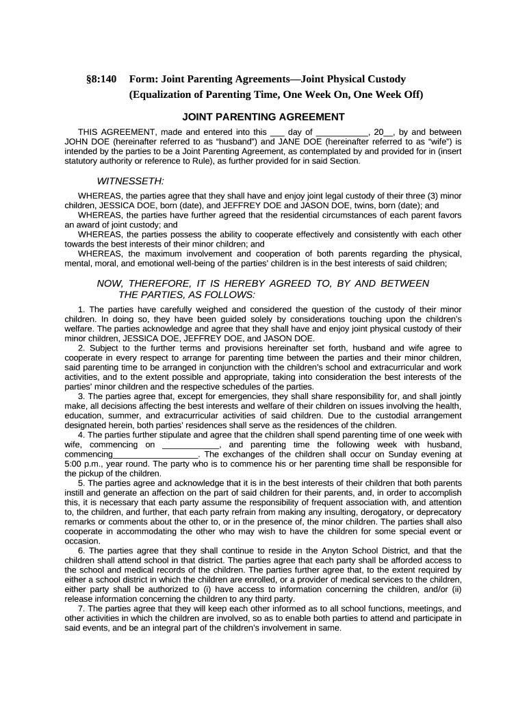 THIS AGREEMENT, made and entered into this day of , 20, by and between JOHN DOE (hereinafter ...