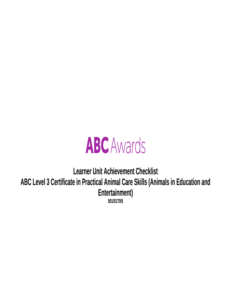 ABC Level 3 Certificate in Practical Animal Care Skills (Animals in ...