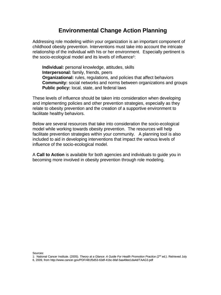 Environmental Change Action Planning Doc Template | pdfFiller