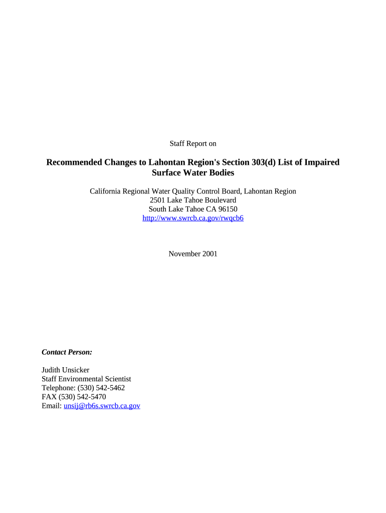 CLEAN WATER ACT SECTIONS 305(b) AND 303(d) INTEGRATED ... Doc Template ...