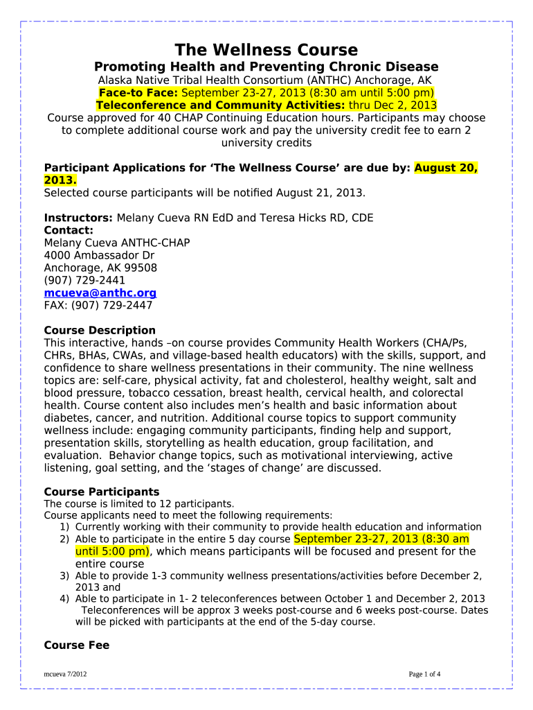 A Wellness Course for Community Health Workers in Alaska ... Doc ...