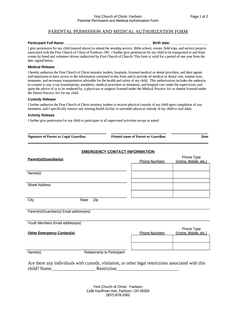 permission to participate and bus transportation one ... Doc Template ...