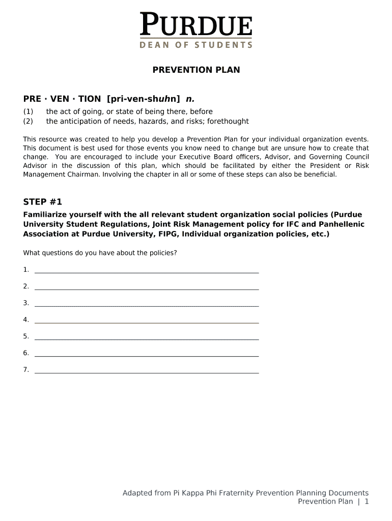 Online purdue Prevention Planning Template - Purdue ... Doc Template ...