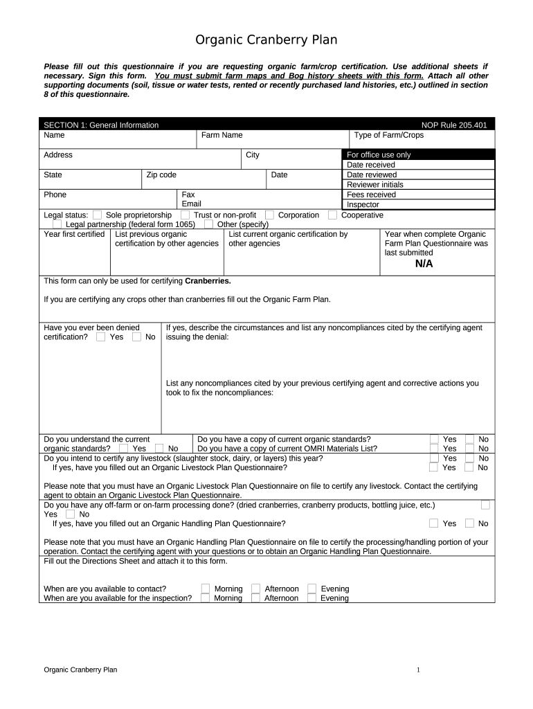 organic system plan Doc Template | pdfFiller