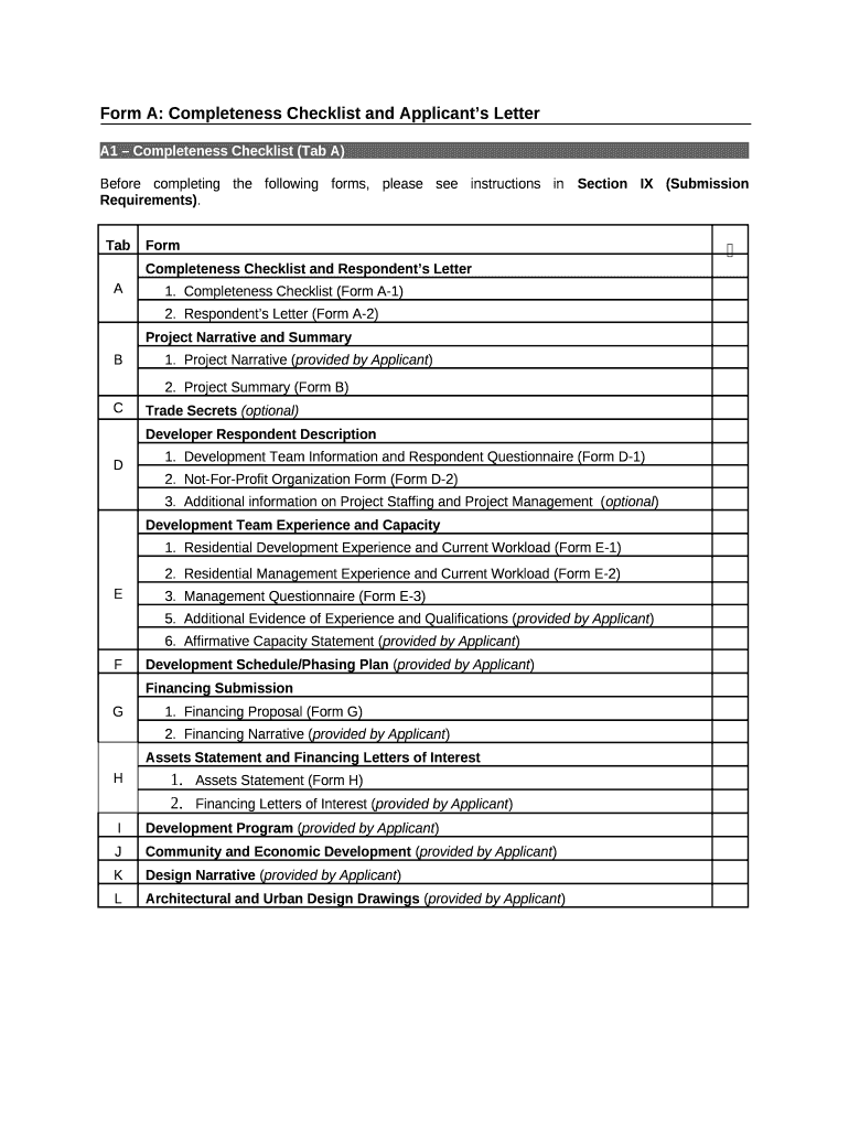 Completeness Checklist and Applicants Letter Doc Template ... Doc ...