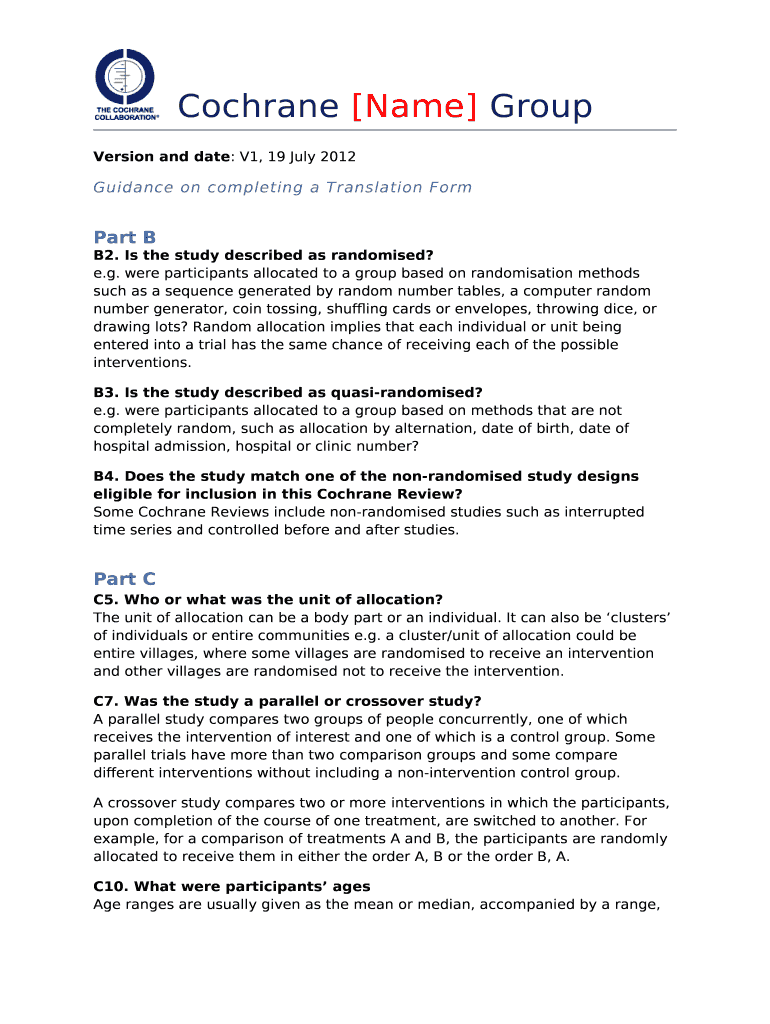 Cochrane Name Group Translation Doc Template | pdfFiller