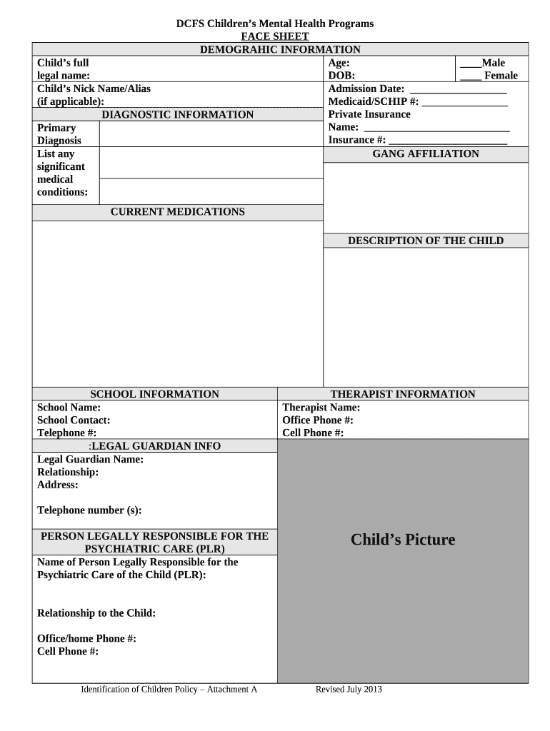 DCFS Childrens Mental Health Programs Doc Template | pdfFiller
