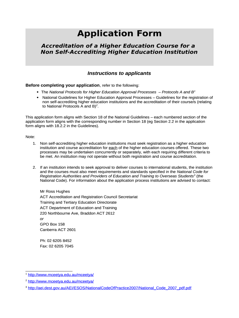 Application - Accreditation - Education Directorate Doc Template ...