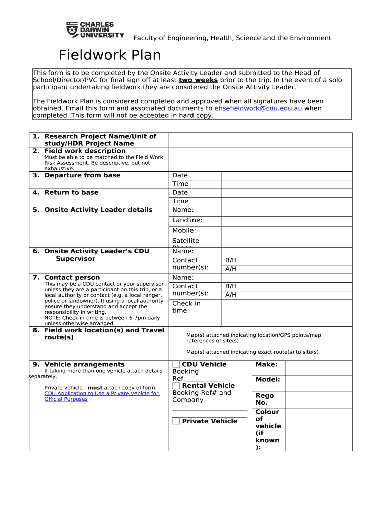 Fieldwork Plan - Fill Online, Printable, Fillable, Blank | pdfFiller