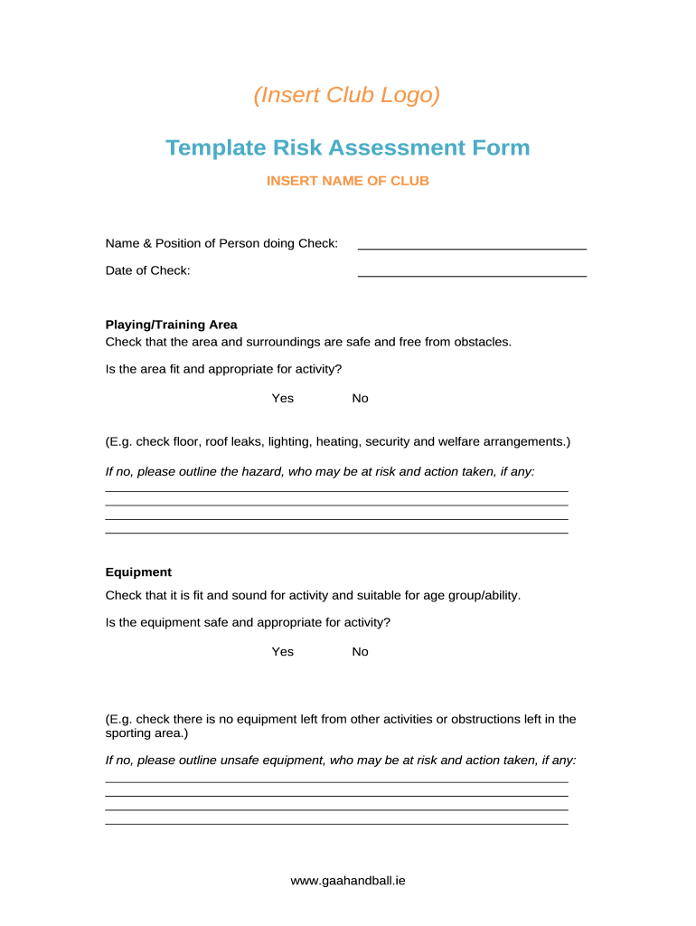 Sample Risk Assessment : OSH Answers - CCOHS.ca Doc Template | pdfFiller