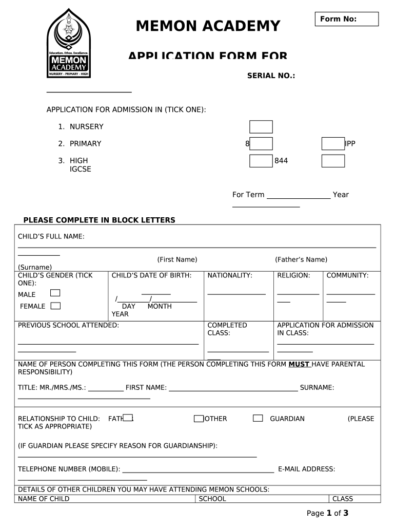 memon academy fee structure Doc Template | pdfFiller