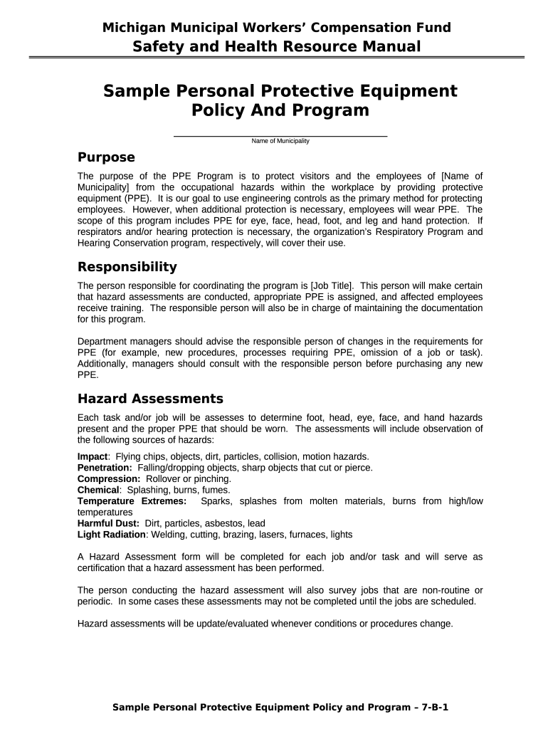 Sample PPE Policies - University of Washington Doc Template | pdfFiller