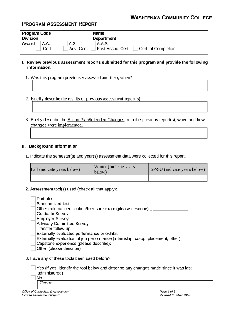 General Education Assessment Report Doc Template | pdfFiller