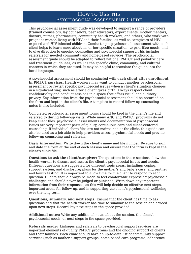 PMTCT Post-test Counseling Checklist Doc Template | pdfFiller