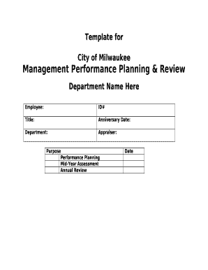 Management Perance Planning & Review Doc Template | pdfFiller