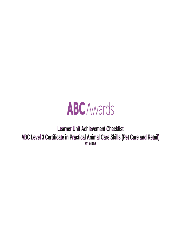 Level 3 Certificate in Practical Animal Care Skills (Pet ... Doc ...