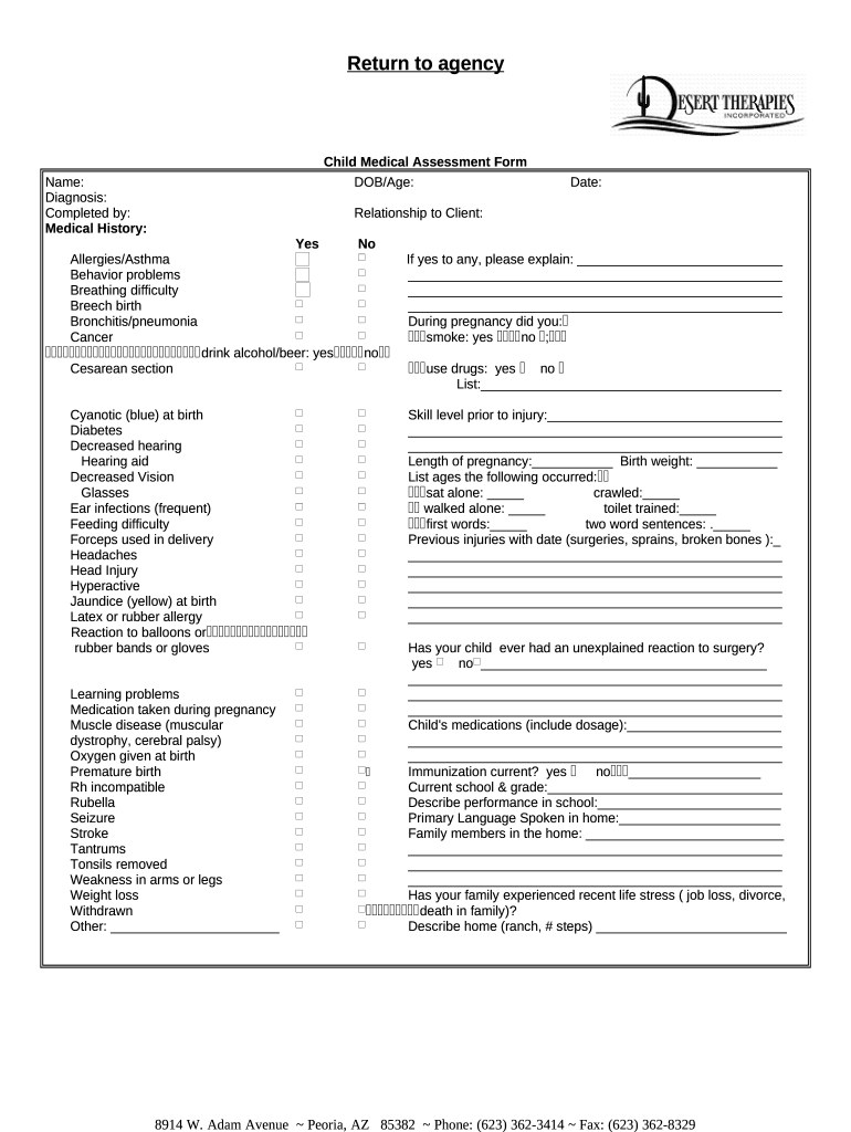 Client Medical Assessment Doc Template | pdfFiller