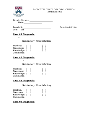 RADIATION ONCOLOGY ORAL COMPETENCY EVALUATION Doc Template | pdfFiller